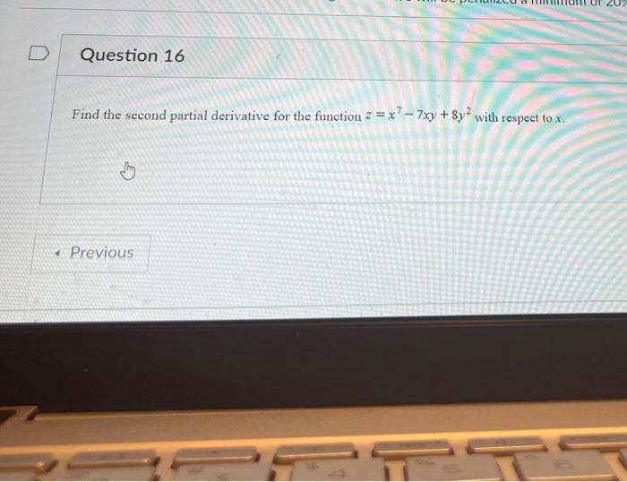 Solved Find the second partial derivative for the function | Chegg.com