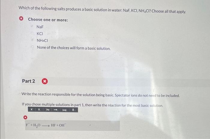 Solved Which of the following salts produces a basic | Chegg.com