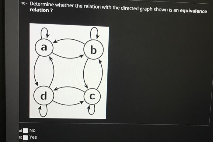 Solved 10- Determine whether the relation with the directed | Chegg.com