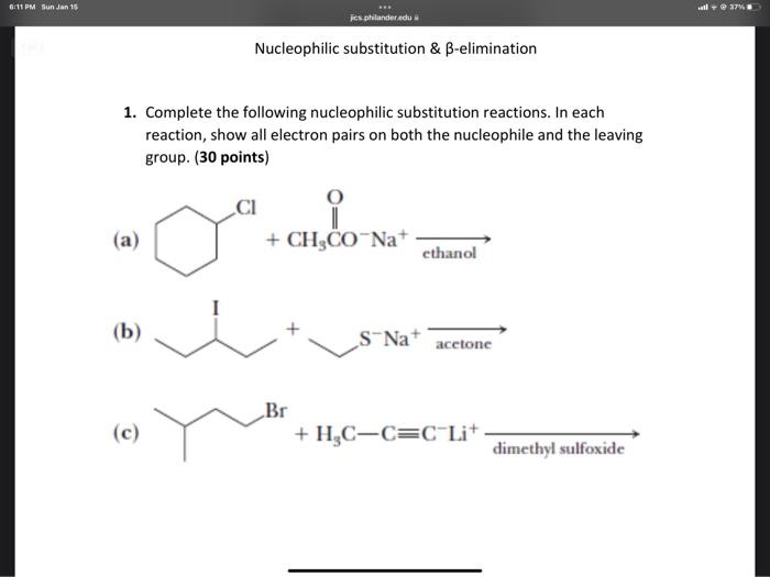 Solved Nucleophilic substitution \& β-elimination 1. | Chegg.com