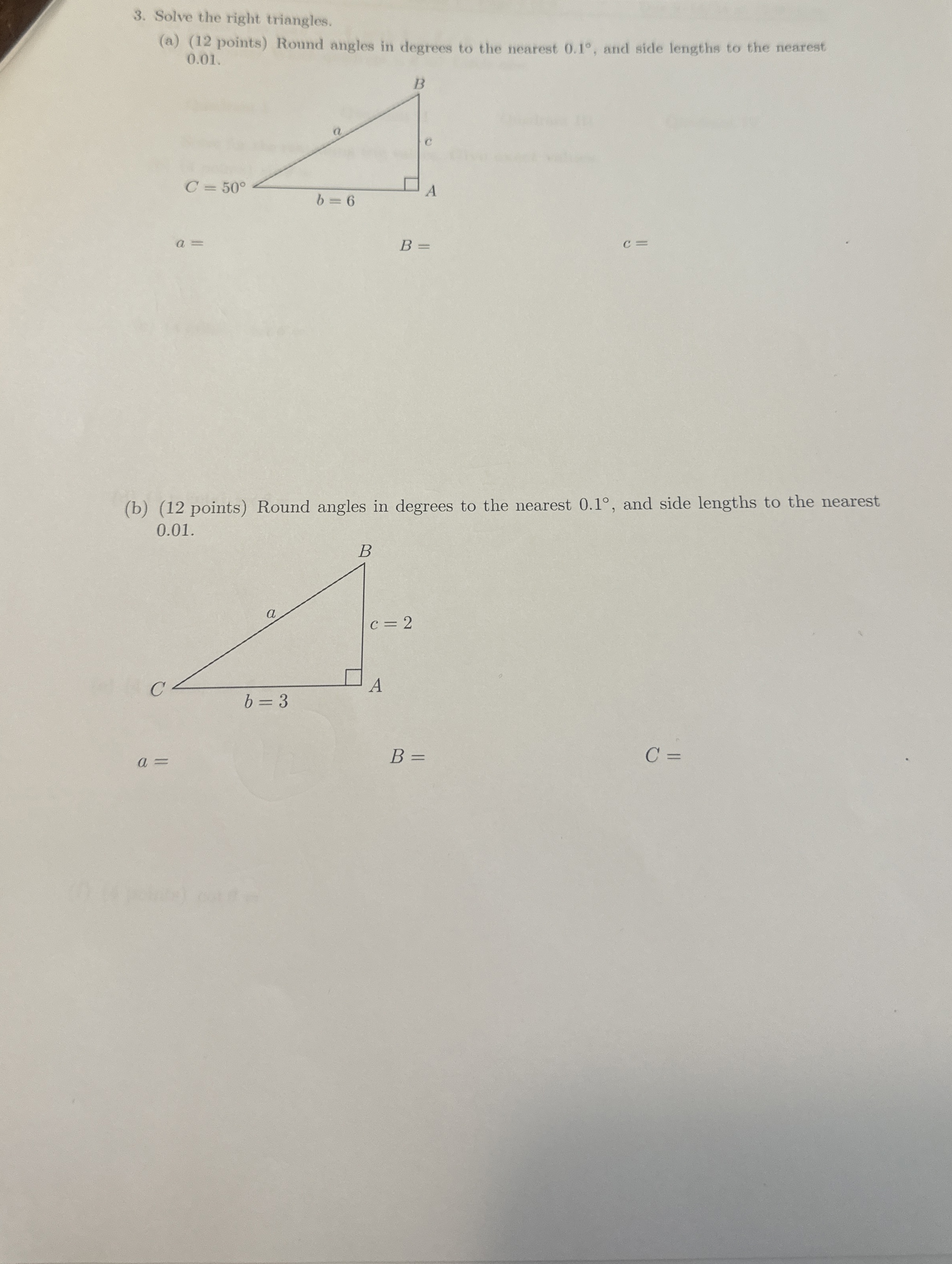 Solved Solve the right triangles Step by step(a) (12 | Chegg.com