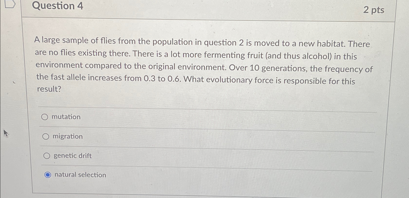 Solved Question 42 ﻿ptsA large sample of flies from the | Chegg.com