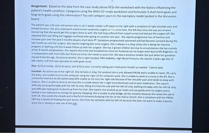 Solved Assignment: Based on the data from the case study | Chegg.com