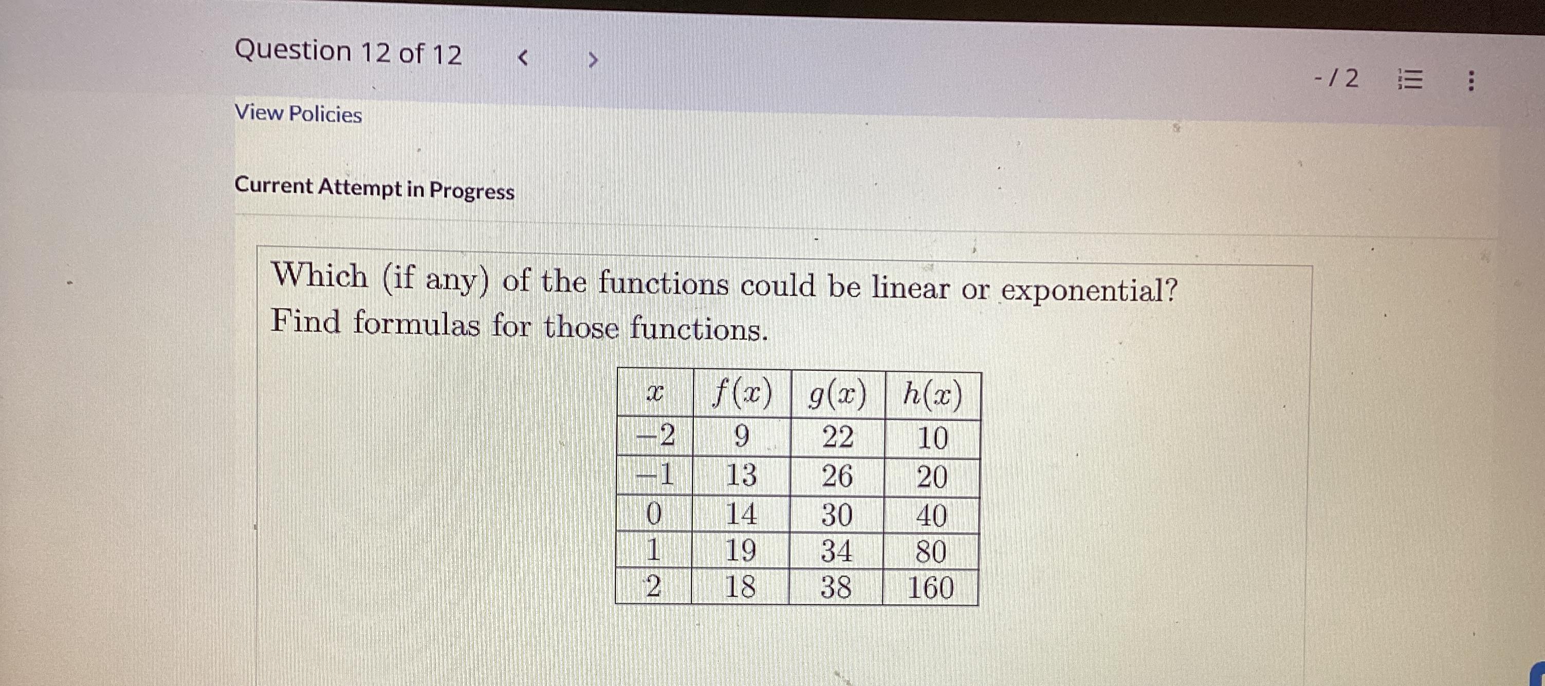 Solved Question 12 ﻿of 12-12View PoliciesCurrent Attempt in | Chegg.com