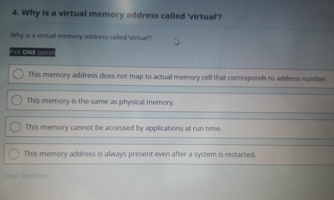 Solved Why is a virtual memory address called 'virtual'?Why | Chegg.com
