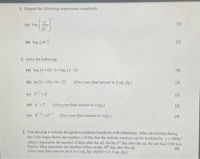 Solved 1. Expand the following expressions completely. (a) | Chegg.com
