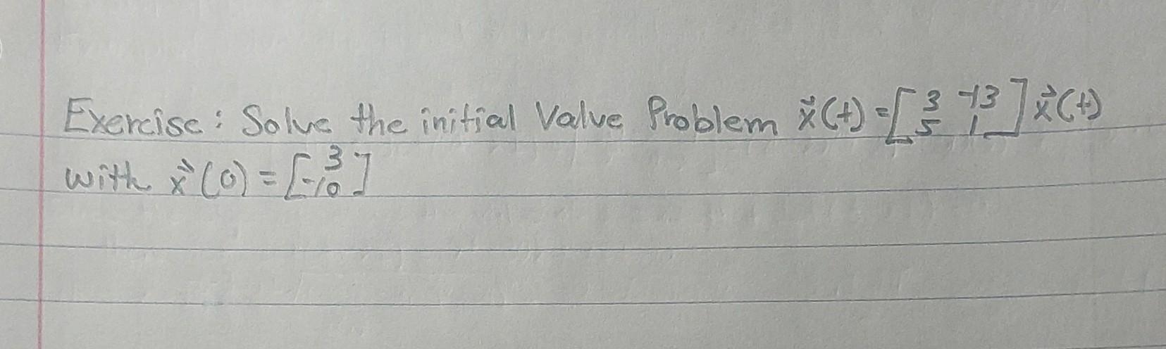 Solved Exercise: Solve the initial Valve Problem | Chegg.com