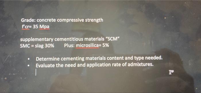Solved Grade: concrete compressive strength fcr= 35 Mpa | Chegg.com