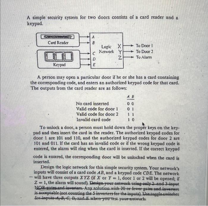 Solved A simple security system for two doors consists of a | Chegg.com