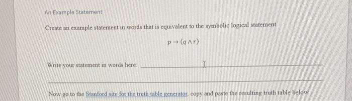Solved create an example statment in words that is | Chegg.com