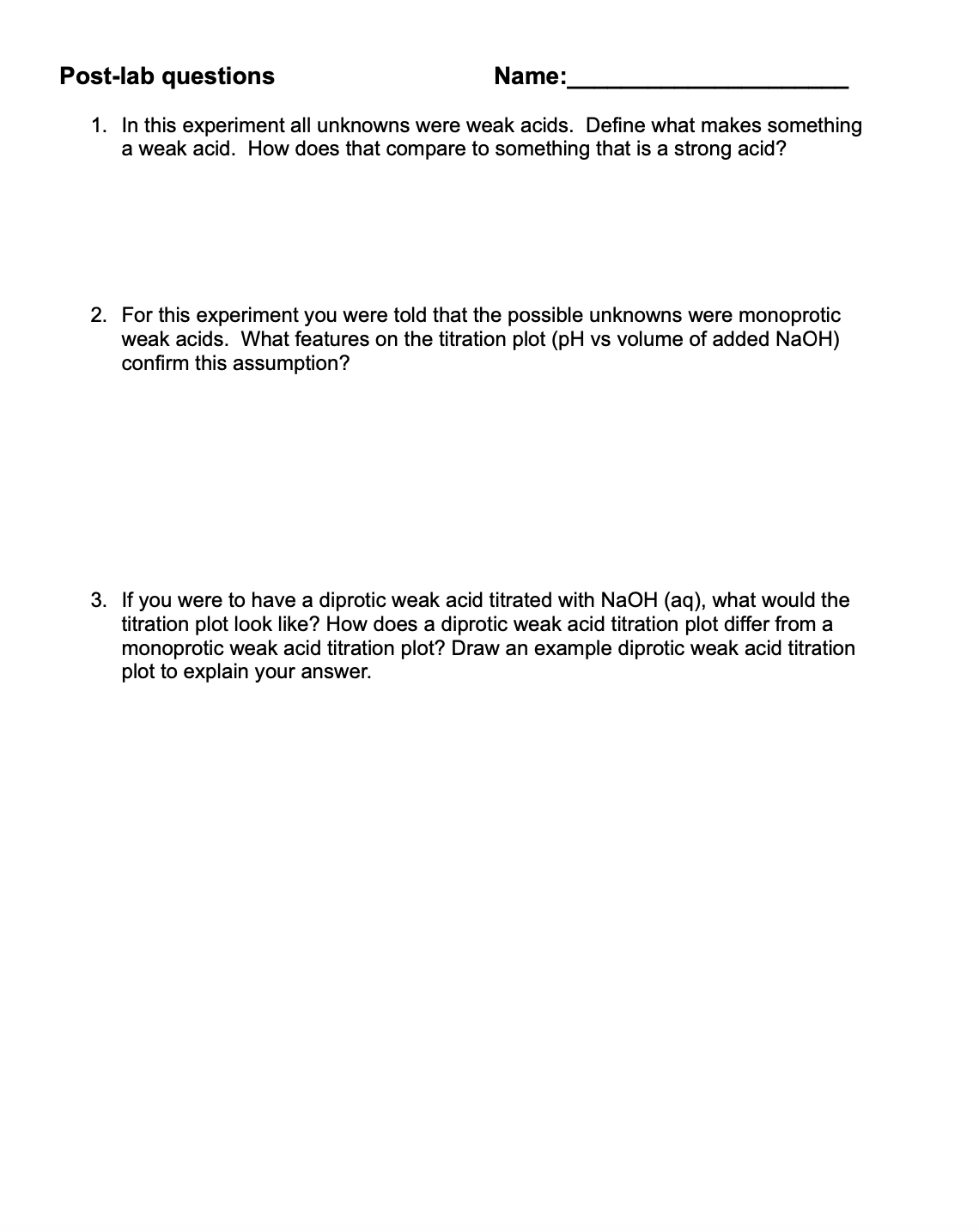 Solved Post-lab questions1. ﻿In this experiment all unknowns | Chegg.com