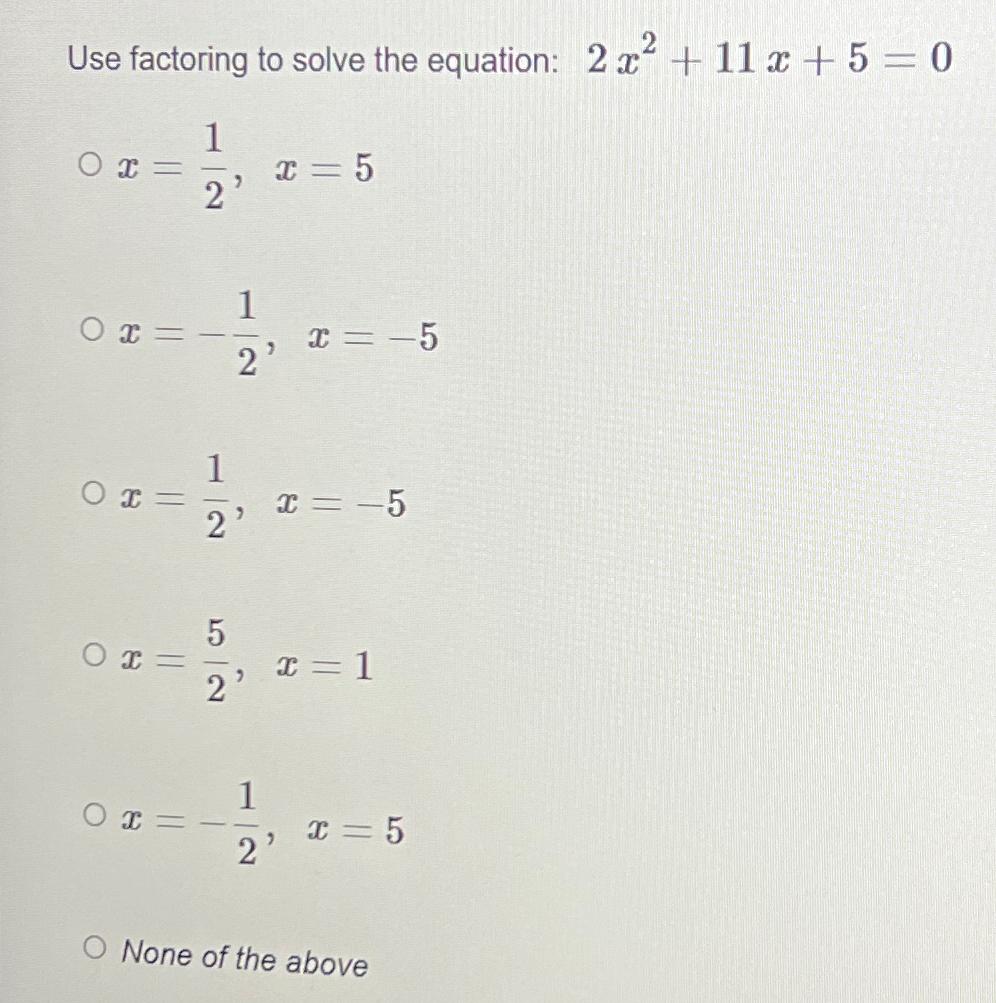 Solved Use factoring to solve the equation: | Chegg.com