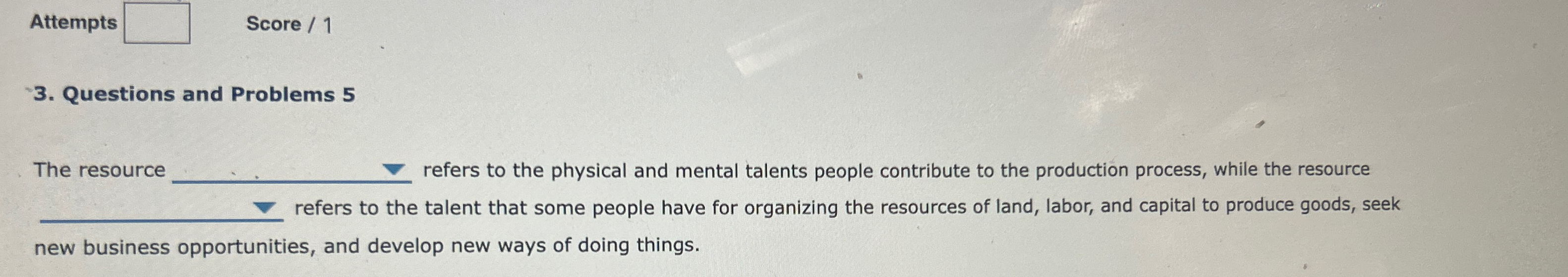 Solved AttemptsScore / 13. ﻿Questions and Problems 5The | Chegg.com