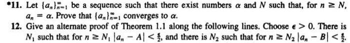 Solved 11. Let {an}n=1∞ be a sequence such that there exist | Chegg.com