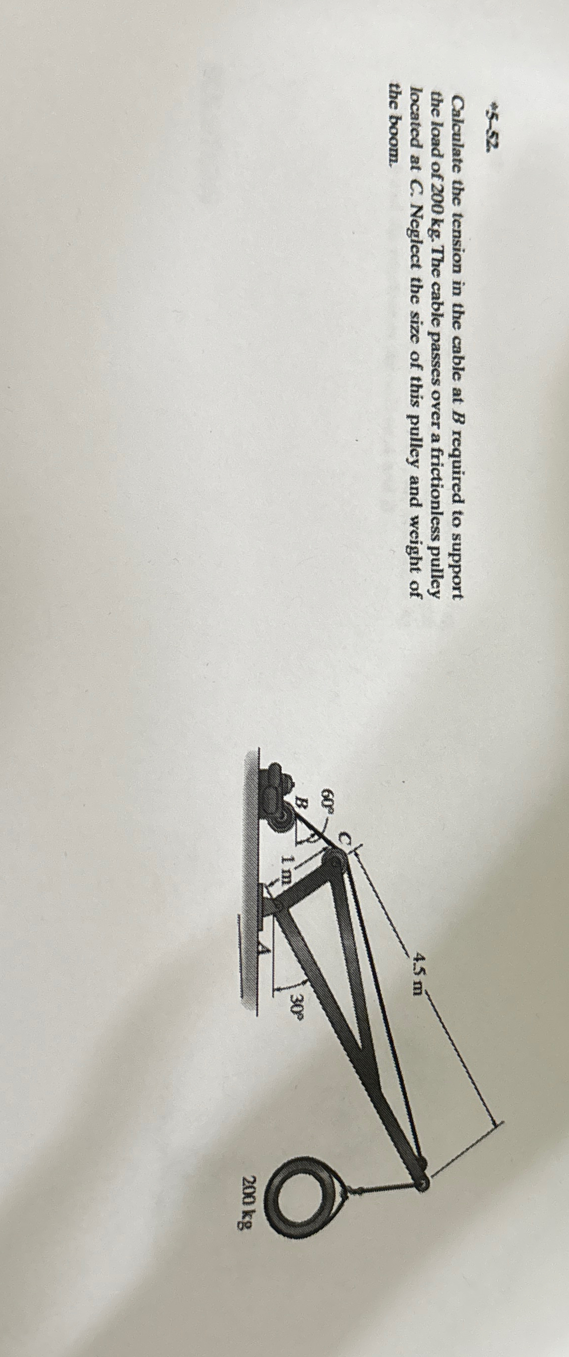 Solved -5-52.Calculate the tension in the cable at B | Chegg.com