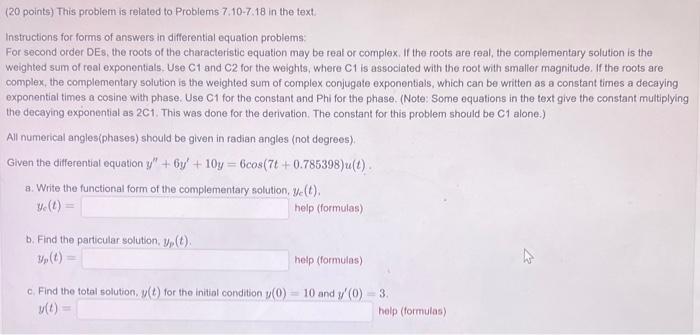Solved Instructions for forms of answers in differential | Chegg.com