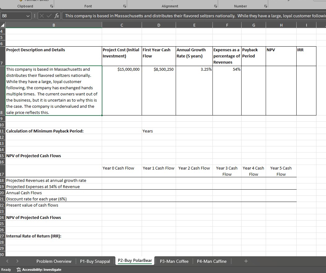 Solved Need help with the formulas for solving in Excel | Chegg.com