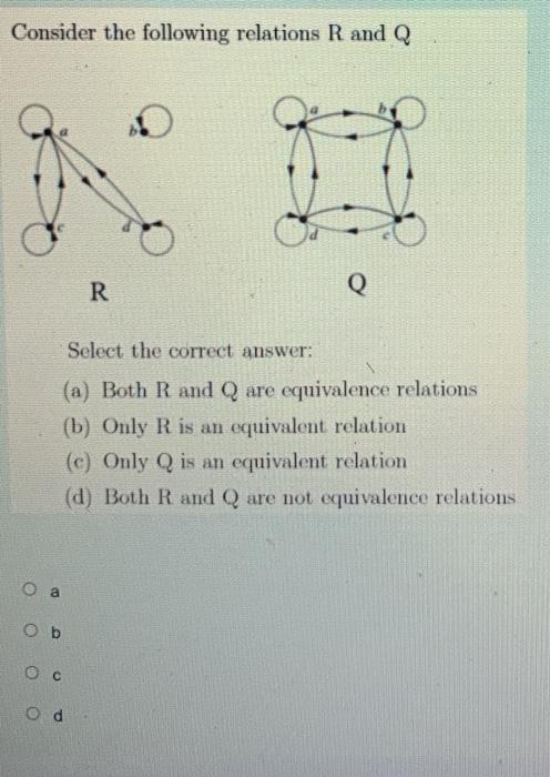 Solved Consider the following relations R and QSelect the | Chegg.com