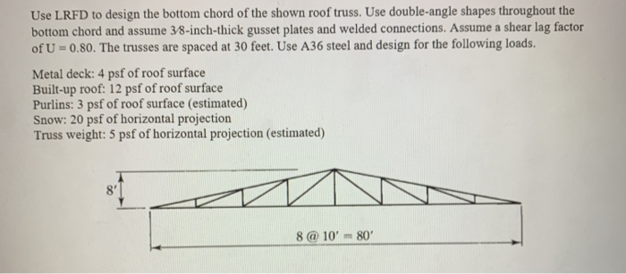 Solved Use LRFD to design the bottom chord of the shown roof | Chegg.com