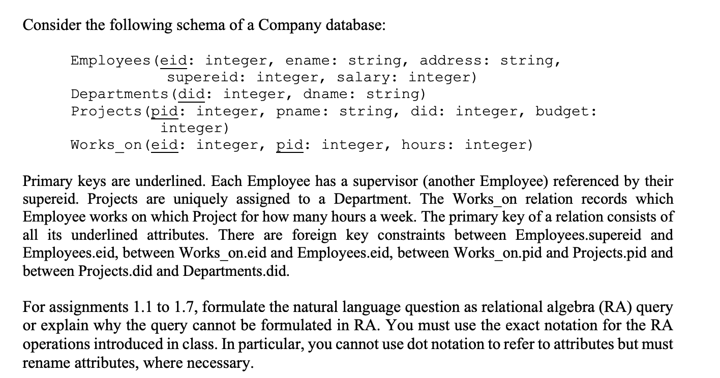 Solved please use basic relational algebra operations please | Chegg.com