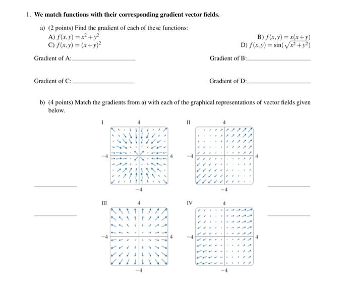 Solved We Match Functions With Their Corresponding Gradient 