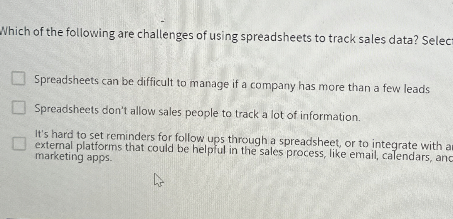 Solved Which of the following are challenges of using | Chegg.com