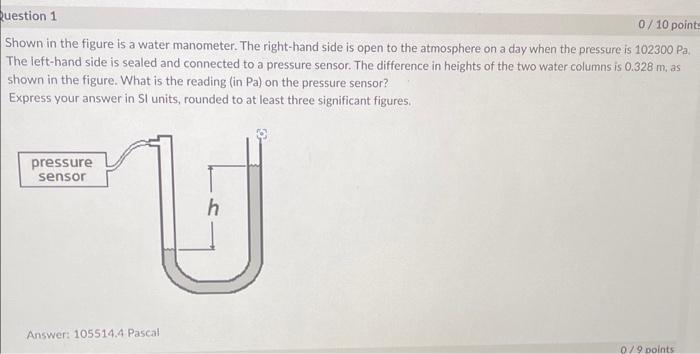Solved Shown in the figure is a water manometer. The | Chegg.com