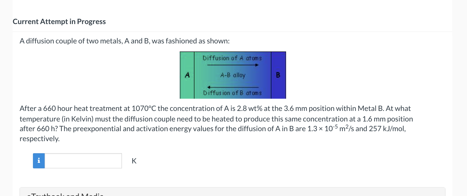 Solved Current Attempt in ProgressA diffusion couple of two | Chegg.com
