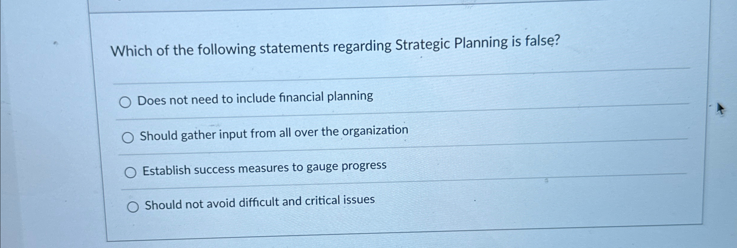 Solved Which of the following statements regarding Strategic | Chegg.com