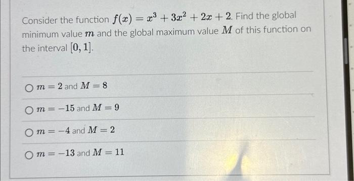 Solved Consider the function f(x) = x³ + 3x² + 2x + 2. Find | Chegg.com