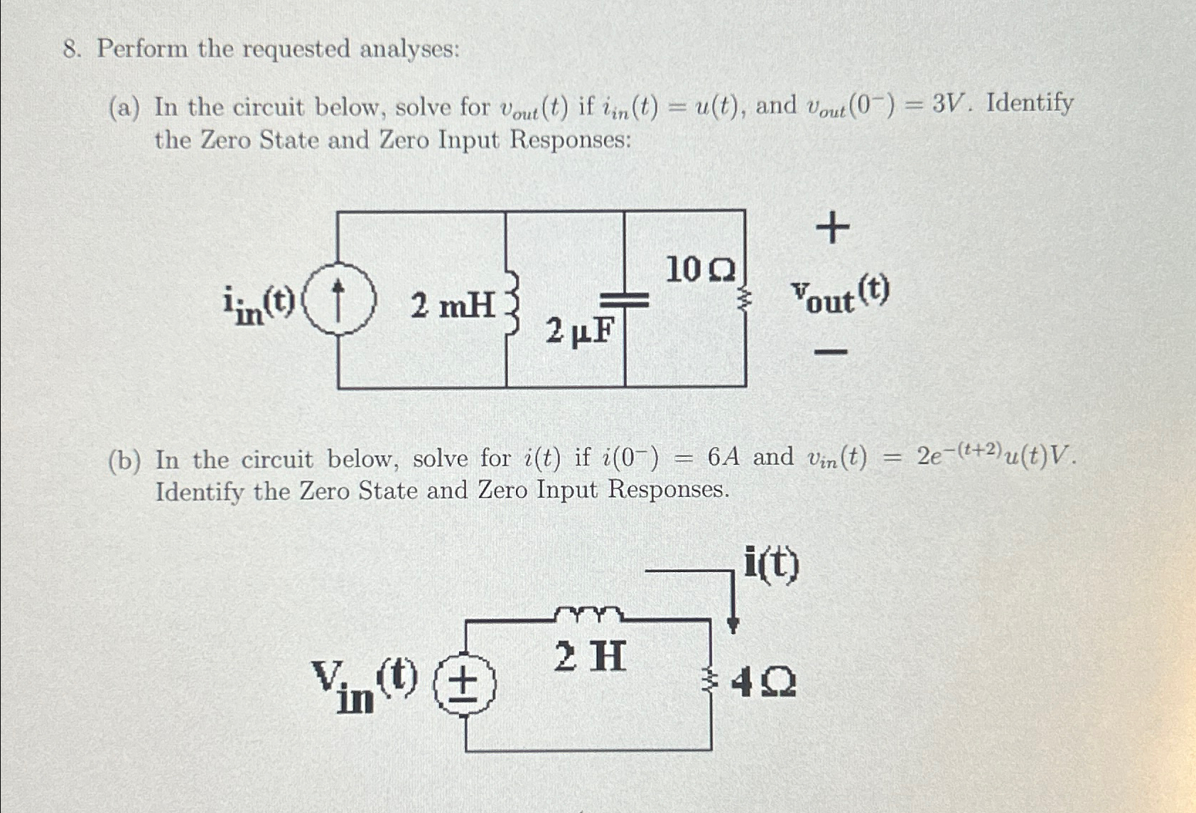 Solved Perform the requested analyses:(a) ﻿In the circuit | Chegg.com