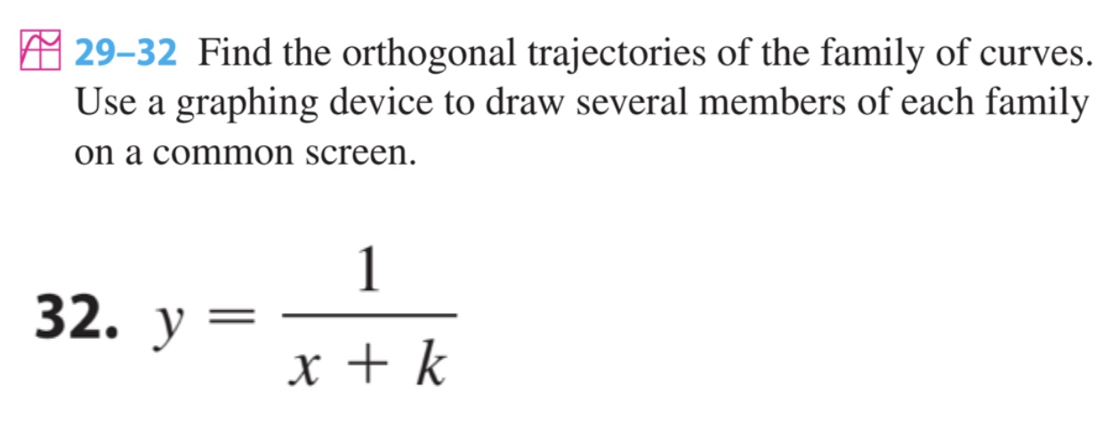 Solved 7 29-32 ﻿Find the orthogonal trajectories of the | Chegg.com