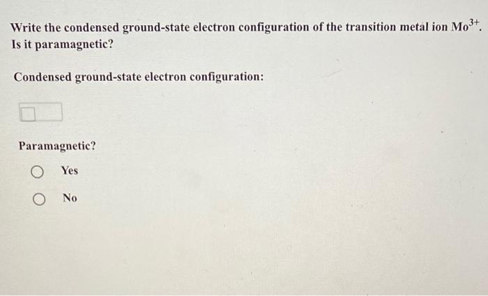 Solved Write The Condensed Ground State Electron