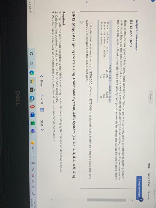 Solved Saved Help Save & Exit Submit Check my work Requirea | Chegg.com