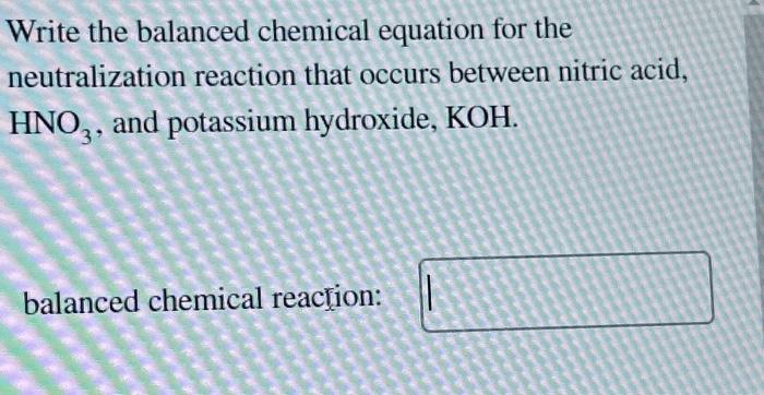 Solved Write the balanced chemical equation for the | Chegg.com
