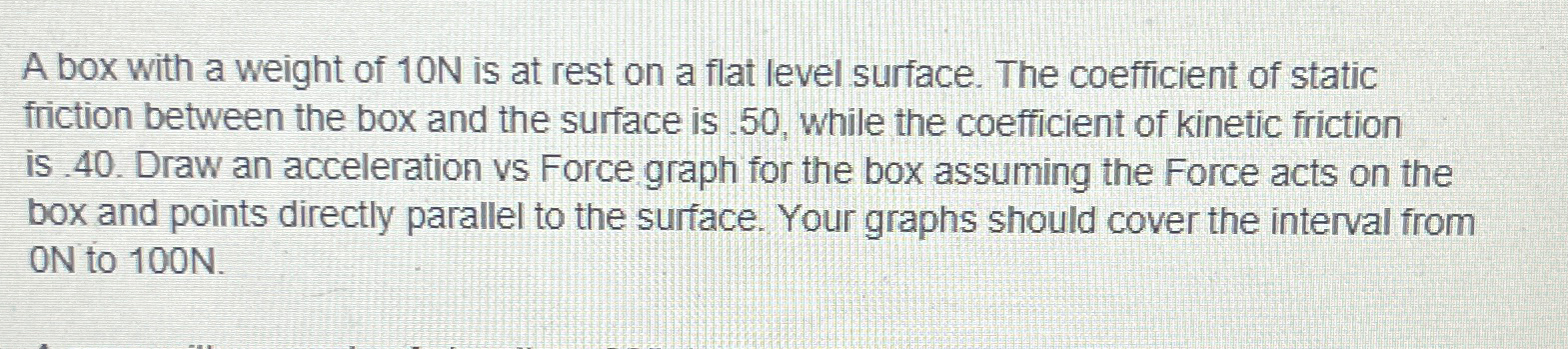 Solved A box with a weight of 10N ﻿is at rest on a flat | Chegg.com