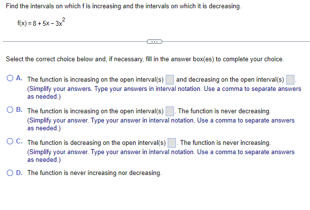 Solved Find the intervals on which f ﻿is increasing and the | Chegg.com
