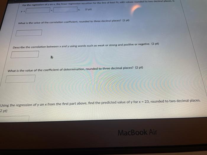 Solved The following table lists pairs of values x and | Chegg.com