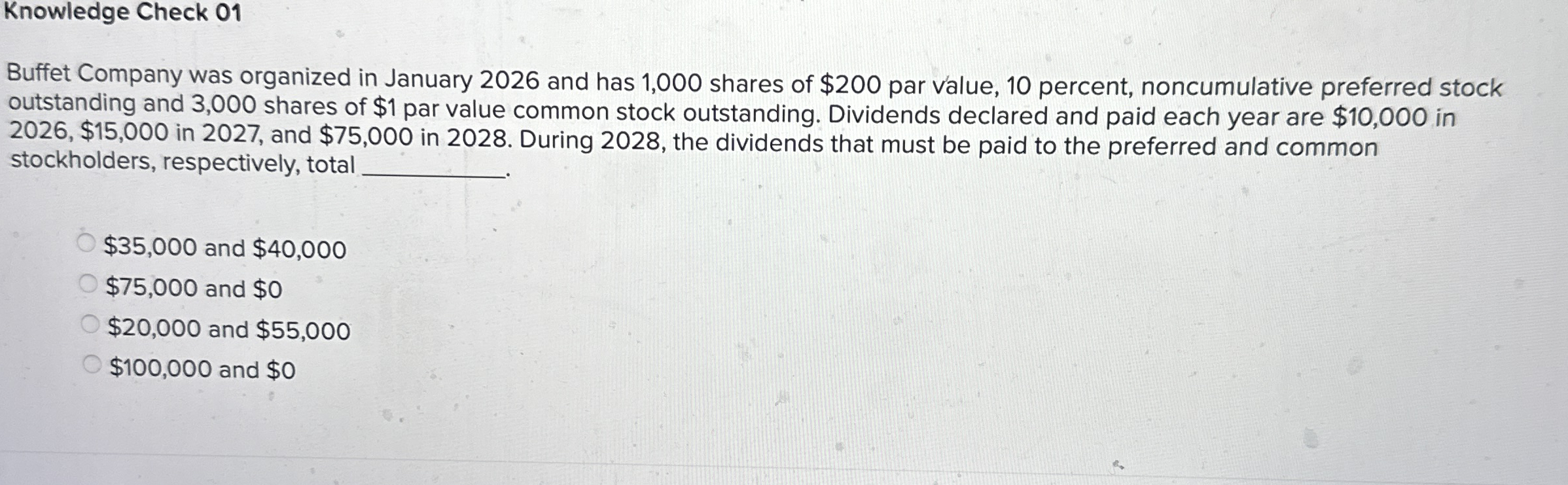 High Quality SOLUTION Knowledge Check 01Buffet Company was organized in | Chegg.com