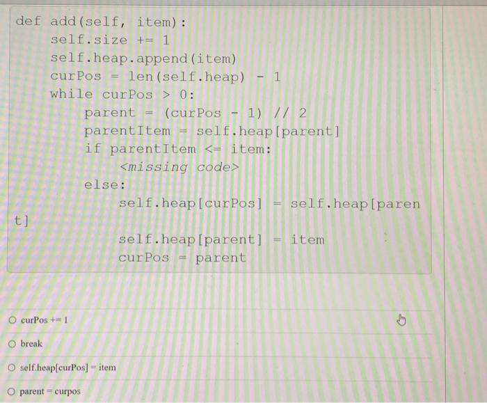 Solved In the following code for the find method, what is | Chegg.com