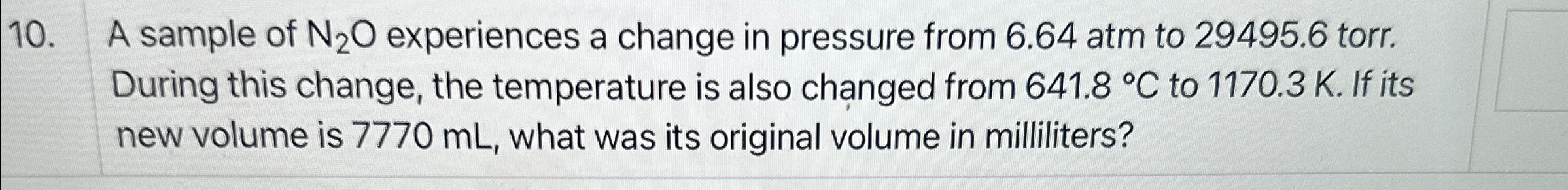 Solved A sample of N2O ﻿experiences a change in pressure | Chegg.com