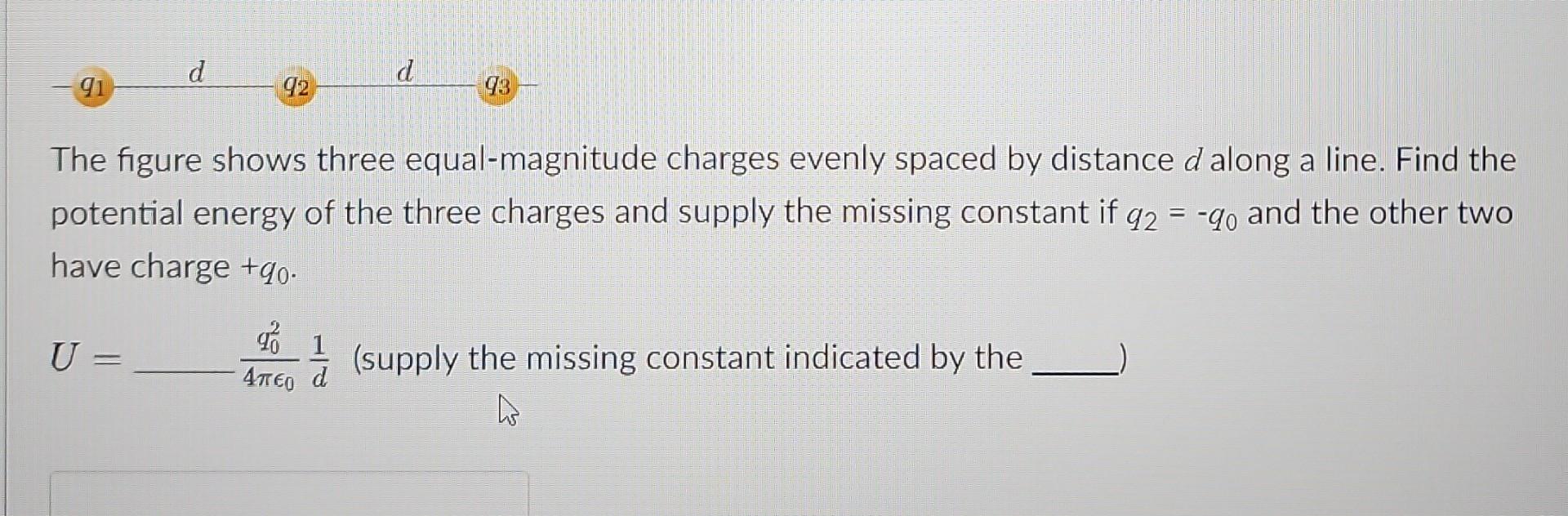 Solved The figure shows three equal-magnitude charges evenly | Chegg.com