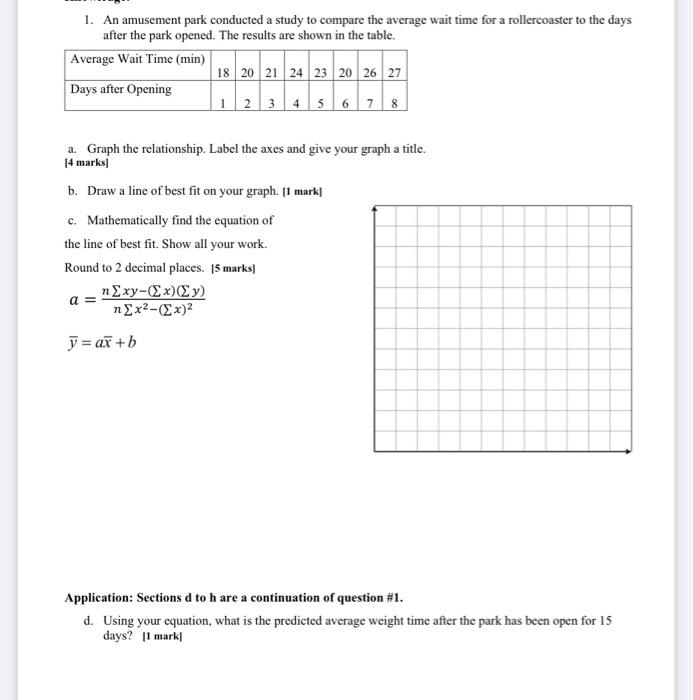 Solved 1. An amusement park conducted a study to compare the | Chegg.com