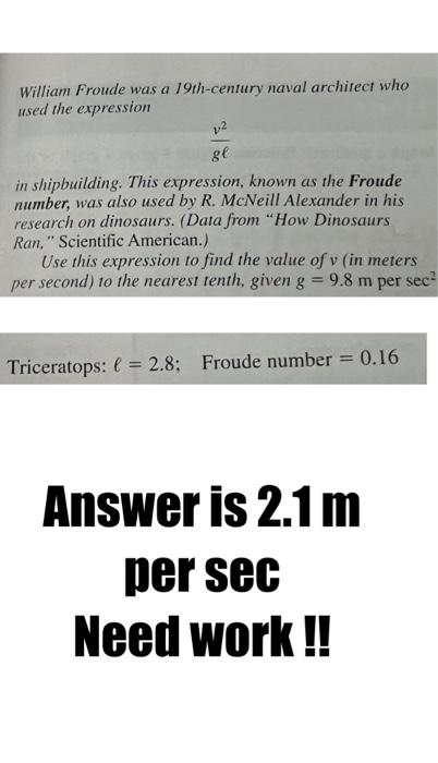 Solved William Froude was a 19th-century naval architect who | Chegg.com