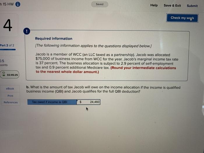 Solved h 15 HW i Saved Help Save & Exit Submit Check my work | Chegg.com