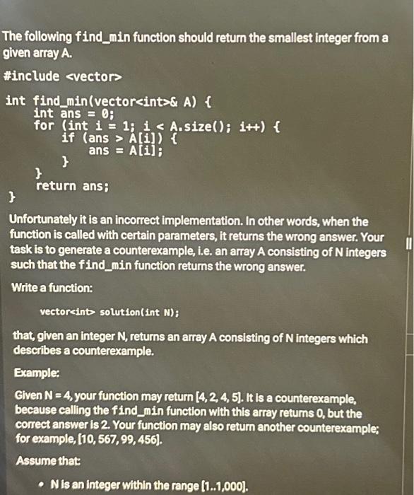 The following find_min function should return the | Chegg.com