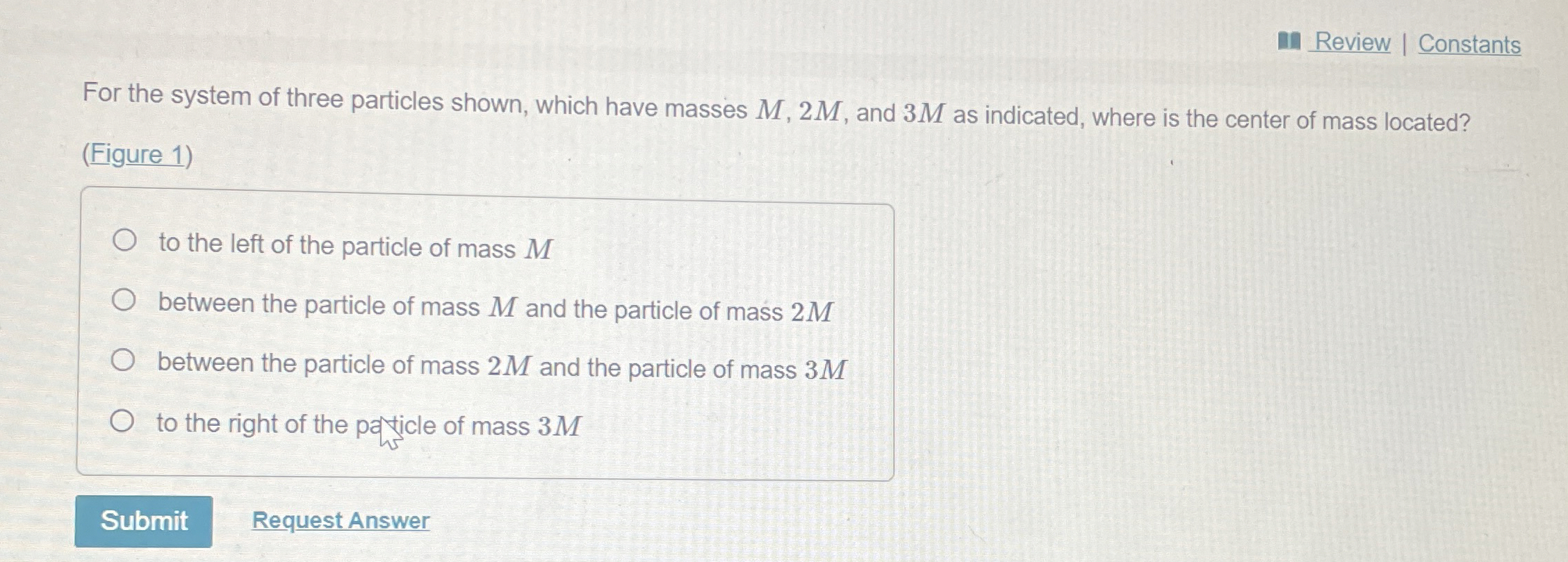 Solved ReviewConstantsFor the system of three particles | Chegg.com