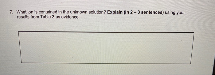 Solved 7. What ion is contained in the unknown solution? | Chegg.com