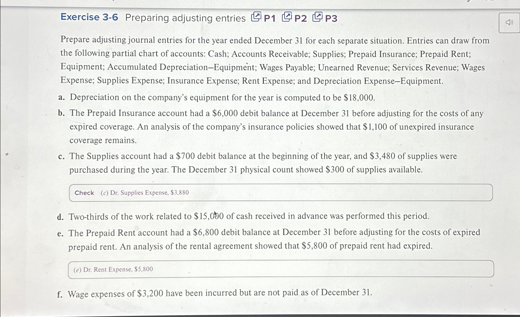 Solved Exercise 3-6 ﻿Preparing adjusting entries P2Prepare | Chegg.com
