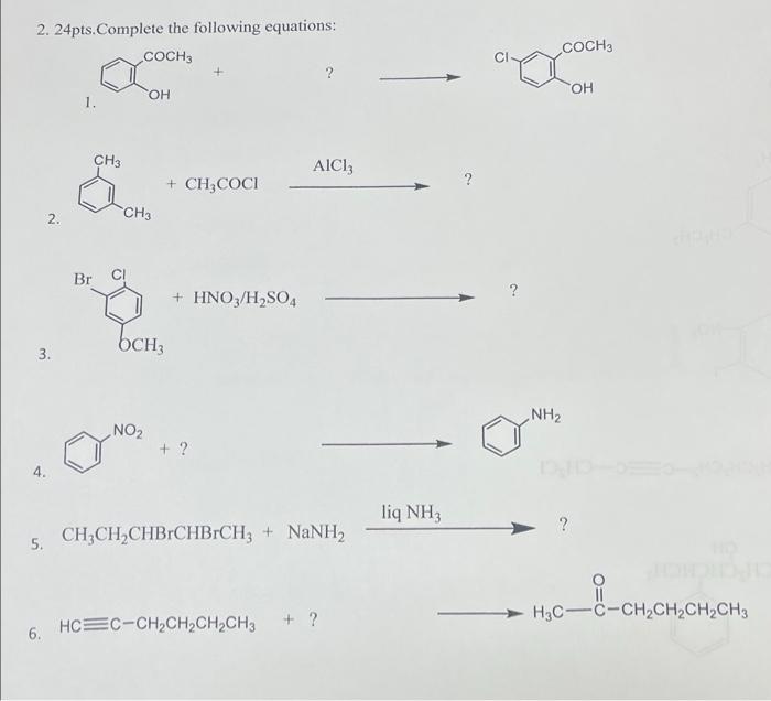 Solved 2. 24pts.Complete the following equations: COCH3 COCH | Chegg.com